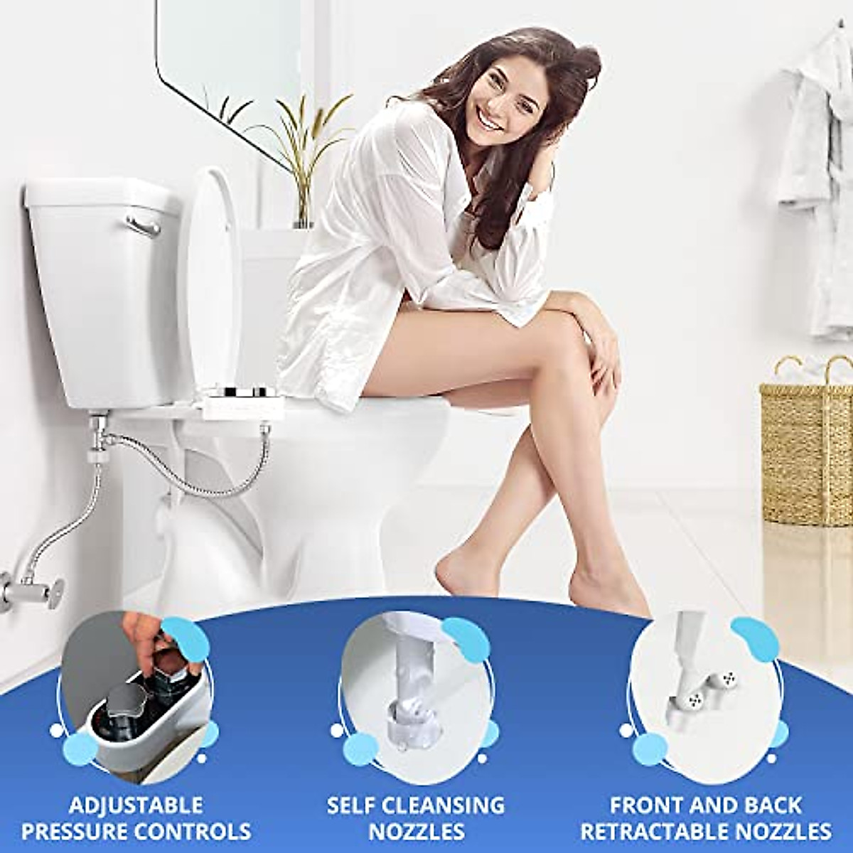 Elevate Your Bathroom with Our Self-Cleaning Bidet Attachment for Toilet - The Ultimate Bidet Toilet Seat Experience and Toilet Accessories for Comfort & Hygiene - Toilet Bidet by Clear Rear