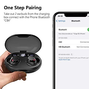 Aruind Wireless Earbuds Bluetooth Headphones, 56H Playback True Wireless Stereo Earbuds LED Display IPX7 Waterproof Deep Bass Built-in Mic Earphone with Wireless Charging Case for iPhone/Android