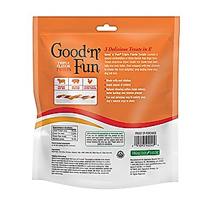 Good'N'Fun Triple Flavored Rawhide Twists For Dogs, 35 Count,Chicken,0.14 pounds