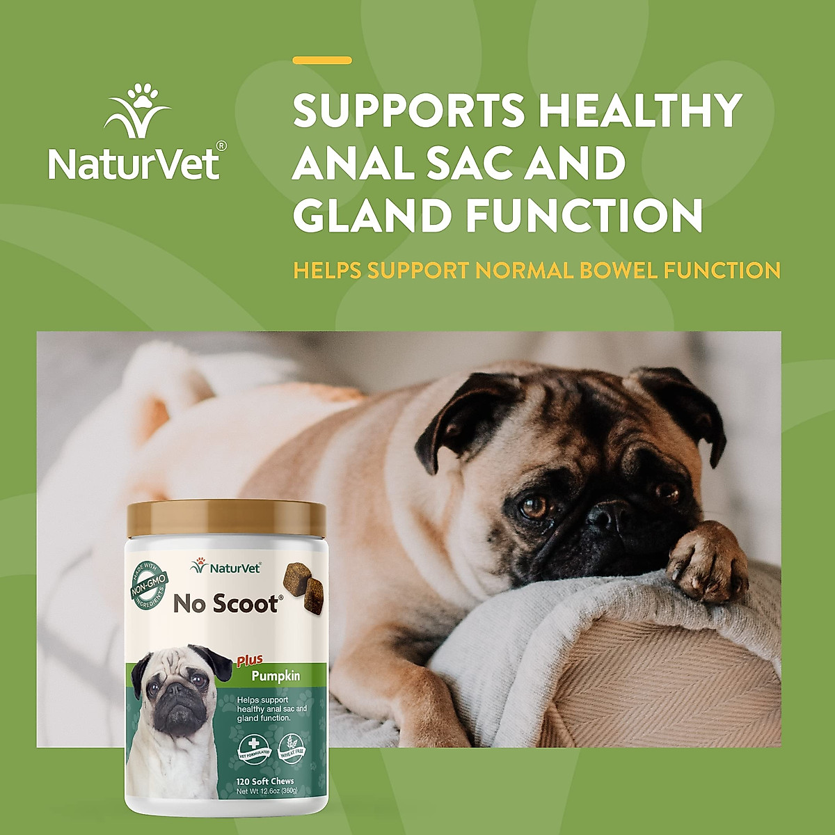 NaturVet – Coprophagia Stool Eating Deterrent – Deters Dogs from Consuming Stool – 130 Soft Chews & No Scoot for Dogs - 120 Soft Chews - Supports Healthy Anal Gland & Bowel Function