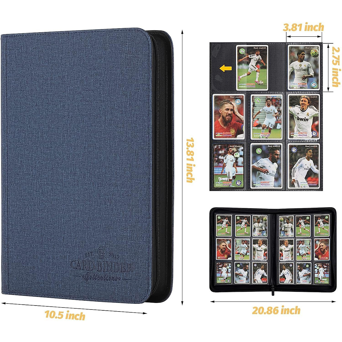 Foalgo Trading Card Binder, Card Collection Binder with 540 Side Loading Pockets, 9 Pocket Album Folder for TGC,MTG, Baseball Cards, Yugioh (Blue)