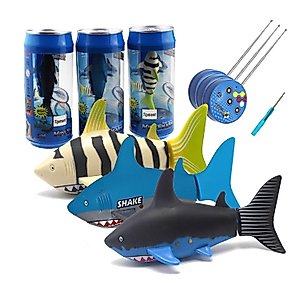 Tipmant Mini RC Fish Shark Remote Control Boat Ships & Submarine for Fish Tank, Swimming Pool, Bathtub Kids Electric Animal Toy - 3 Pack