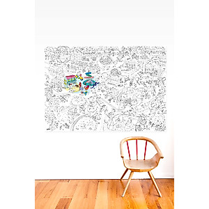 OMY Omy Giant Coloring Poster, Animal Life, 40 x 28 inches, Coloring Fun for Kids, Adults, and The Whole Family, White and Black