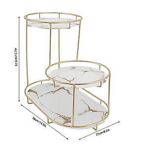 Bathroom Counter Organizer, Iron Glass 2 Tier Vanity Tray, Skincare Makeup Organizer Shelf, Vanity Organizer Bathroom Counter Shelf for Cosmetics, Toiletries, Lotions, Perfumes