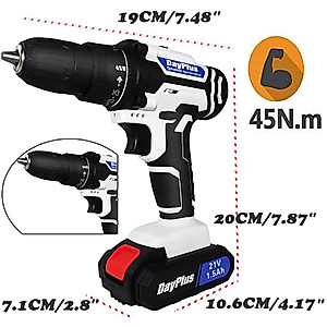 21v Cordless Power Drill Combi Driver Electric Screwdriver Tools Kit,2 Variable Speed 25+1 Torque Setting,29pcs Drill/Driver Bits