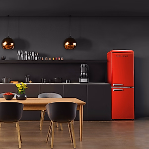 Galanz GLR74BRDR12 Retro Refrigerator with Bottom Mount Freezer Frost Free, Dual Door Fridge, Adjustable Electrical Thermostat Control, 7.4 Cu Ft, Red