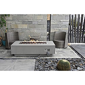 Elementi Granville Fire Table Cast Concrete Natural Gas Fire Table, Outdoor Fire Pit Fire Table/Patio Furniture, 45, BTU Auto-Ignition, Stainless Steel Burner, Lava Rock Included