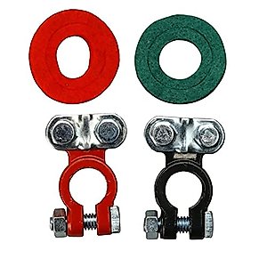 EACCESSORIES EA Universal Negative (-) & Positive (+) Battery Cable Terminal Top Post Connectors Clamps (Durable&Adjustable Quick Release Assortment Set Kit) for Car Truck Van Boat Yacht RV Automotive