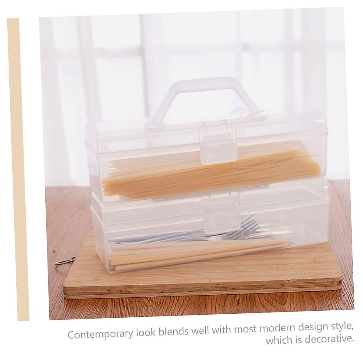 VILLCASE 4pcs Boxes Portable Storage Box Silverware Noodle Storage Container Utencil Storage Case Containers with Lids Coffee Bean Canister Kitchen Food Container Student Simple Drawer Pp