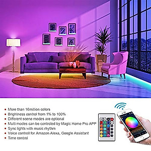 Xunata LED Strip Lights, 16.4ft WiFi Wireless Smart Phone Controlled Non-Waterproof RGBWW Light Strip Kit 5050 LED Lights, Working with Android and iOS System, Alexa, Google Assistant