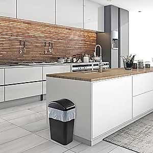 Rinboat Black 3.5 Gallon Swing Top Garbage Can, Plastic Swing Lid Trash Can