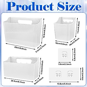 6 Pack Storage Organizer Bins Wall Mounted Organizer Basket Stackable Fridge Cabinet Door Bin Plastic Hanging Baskets with Self-adhesive Hooks for Kitchen Bathroom Pantry Freezer Under Sink - BPA Free