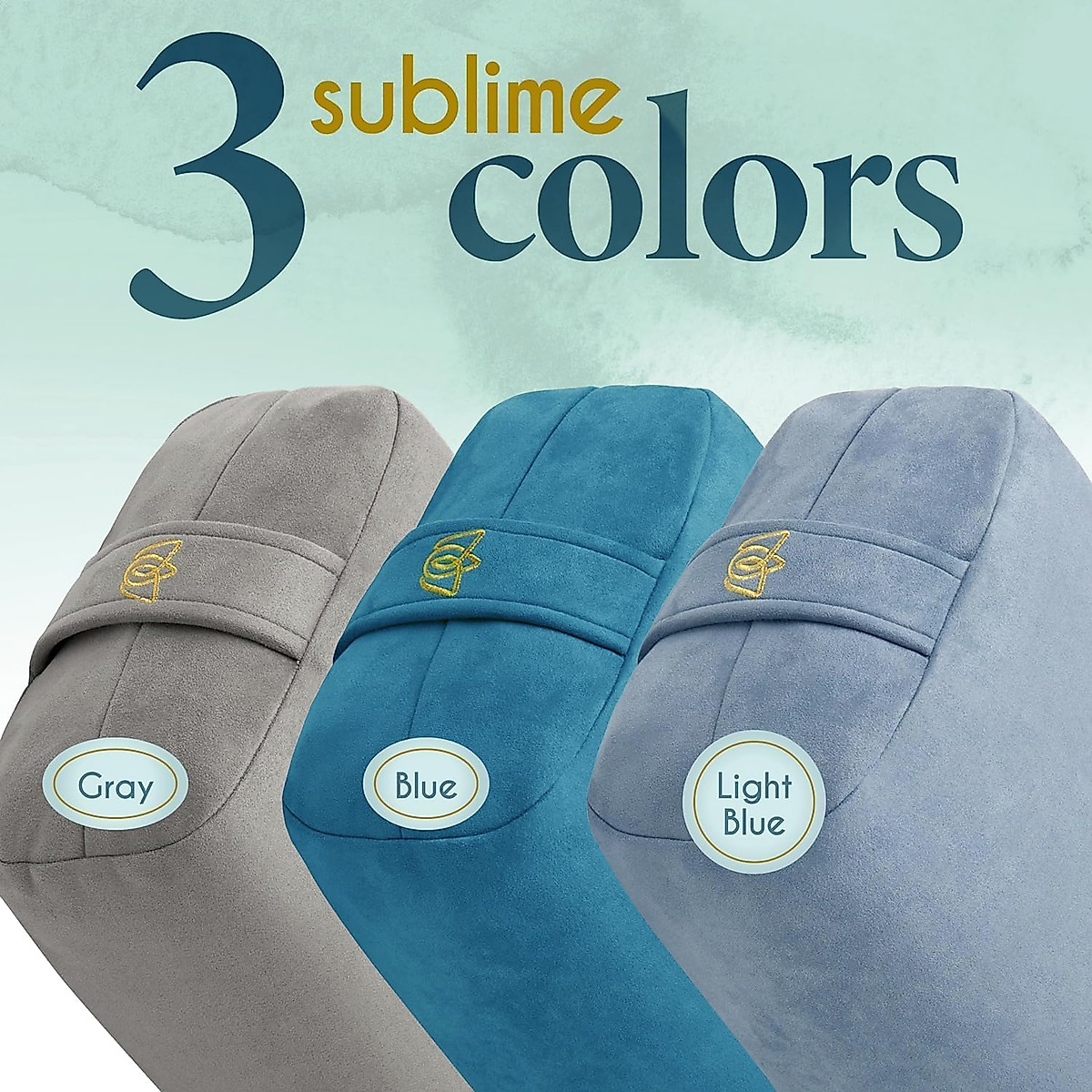 Florensi Yoga Bolster Pillow-Luxurious Velvet Bolster for Restorative Yoga-Large Rectangular Cushion with Carry Handle-Supportive Meditation Cushion-Machine Washable Cover and Carry Handle(Light Blue)