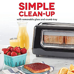 DASH Clear View Toaster: Extra Wide Slot Toaster with See Through Window - Defrost, Reheat + Auto Shut Off Feature for Bagels, Specialty Breads & other Baked Goods - Black