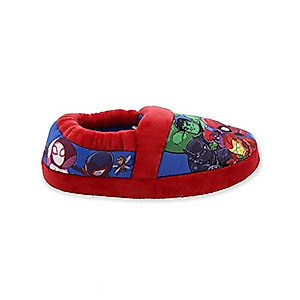 Marvel Super Hero Adventures Avengers Boy's Toddler Plush Aline Slippers (11-12 M US Little Kid, Red/Blue)