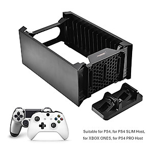 Vertical Console Stand Cooling Fan Game Disk Rack Holder for PS4 Slim PRO XboxONE S