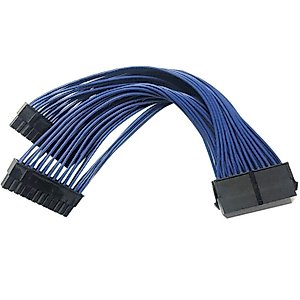 GinTai Power Supply Extension Cable PSU Male to Female Y Splitter Replacement for ATX 24Pin 1 to 2 Port 23.5cm