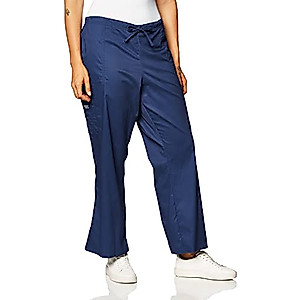 Scrubs for Women Workwear Core Stretch Drawstring Cargo Scrub Pants Plus Size 4044P, 2XL Petite, Navy