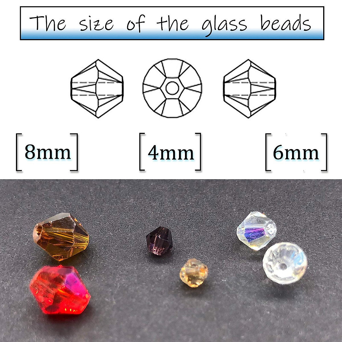 FAMLEAF 6mm 190Pcs Crystal Glass Beads, Crystal Glass Beads for Jewelry Making, Bicone Beads, Bicone Glass Beads, Faceted Bicone Crystal Glass Beads, DIY Beads Bicone Beads for Jewelry Making