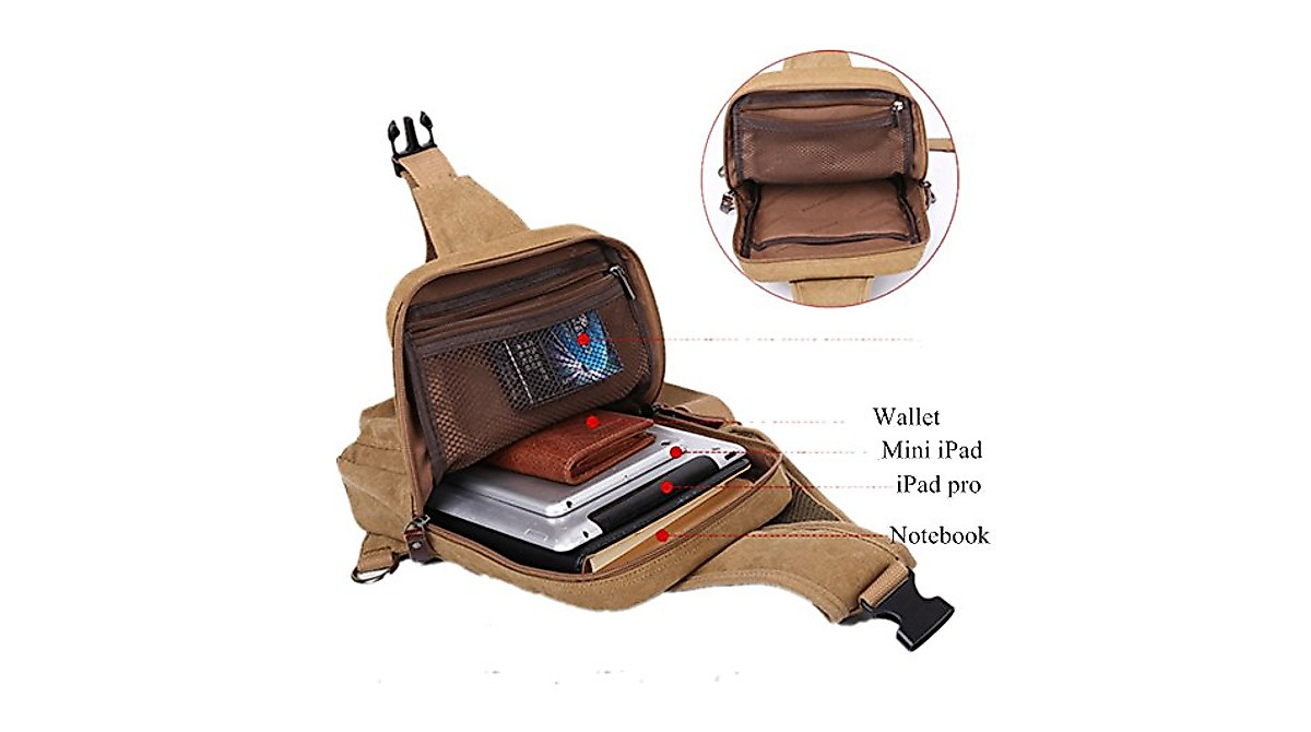 XINCADA Mens Sling Bag - Durable Canvas Crossbody Backpack for Travel