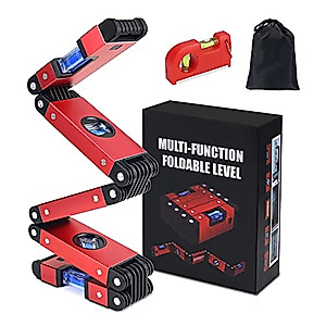 Multi-Function Foldable Level Measuring Tool 28 Inch Folding Level Magnetic Woodworking Tools 4 Level Bubbles Accurate Multi-Angle Measurement Level Tool with Pocket Level, Storage Bag
