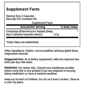 Swanson Cordyceps 600 Milligrams 120 Capsules (2 Pack)