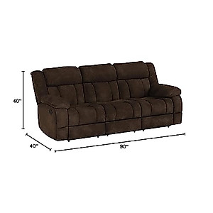 Homelegance Laurelton 90" Microfiber Double Reclining Sofa, Chocolate Brown
