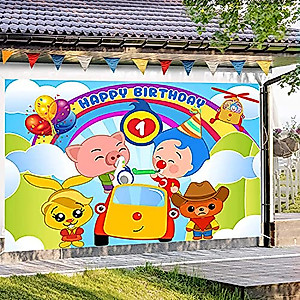 AILIBA Plim Plim Birthday Backdrop 1st Birthday Decorations Plim Plim Birthday Decorations Payaso Party Supplies Backdrop