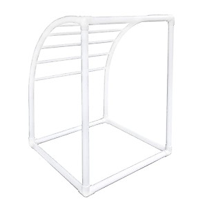 7 Bar Curved Outdoor Towel Rack - Free Standing Poolside Storage Organizer - Also Stores Floats, Paddles and Noodles, 37.5" W x 37.5" L x 49.5" H, (White) Style 244574