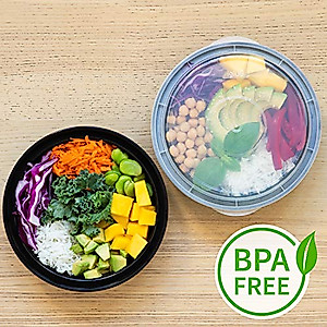 Igluu Meal Prep Round Plastic Containers - New Improved Lid - Reusable BPA Free Food Containers with Airtight Lids - Microwavable, Freezer and Dishwasher Safe - Stackable Salad Bowls - [20 Pack, 28oz]