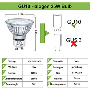 Halogen Bulb 25W NP5 Candle Warmer ETC Replacement Light Bulb (4 Pack) Halogen GU10 120V for Wax Melt, Tart Burner, Recessed, Track Lighting, MR16 JDR with Glass Cover, Dimmable, Warm White 2700K…