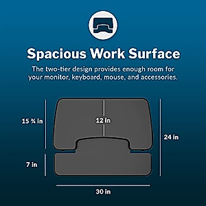 Vari - VariDesk Essential Vertical Lift 30 - Compact Two-Tier Standing Desk Converter for Monitor & Accessories - Height Adjustable Sit Stand Desk - Home Office Monitor Riser - 30" Wide, Black