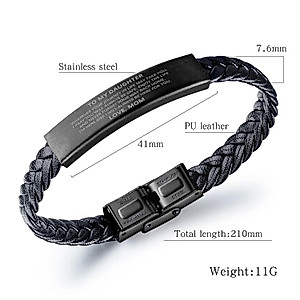 DARIN GIFT To My Daughter Braided Leather Bracelet Gifts From Mom - Wherever Your Journey In Life May Take You - Inspirational Christmas Birthday Gifts For Her Women, Engraved Adjustable Bracelet