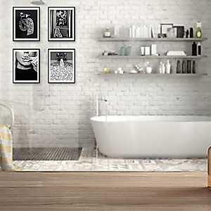 Admmixoo Funny Bathroom Decor Wall Art Prints Glam Glitter Tissue Bathroom Toilet Paper Artwork for Wall Black and White Modern Fashion Art Decor (8"x10" UNFRAMED)