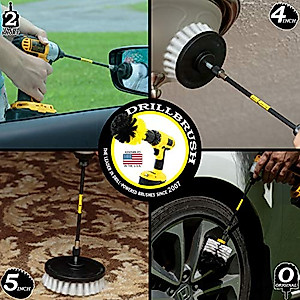 Motorcycle Accessories - Soft White Drill Brush Kit with Extension - Car Wash - Cleaning Supplies - Automotive Tire, Wheel - Boat Seat, Carpet, Interior, Upholstery, Vinyl, Fabric, Leather Cleaner
