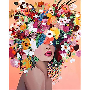 GemZono Diamond Art Painting Kits for Adults&Kids-Flower Women Full Drill Diamond Dots Paintings for Beginners 5D Diamond Art Paint DIY for Girls Crafts&Home Wall Decor 12x16inch