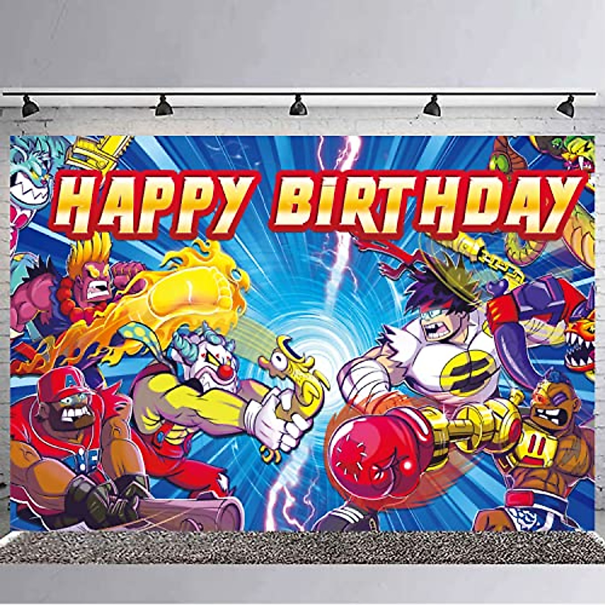 Akedo Ultimate Backdrop Birthday Banner for The Arcade Warriors Birthday Party Supplies Cartoon Akedo Ultimate Photograph Background Photo Booth 5x3ft Orange