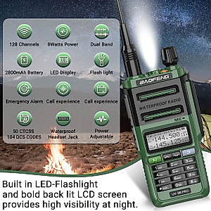 BAOFENG UV-9R Pro 8W Ham Radio Long Range Handheld Dual Band Tri- Power Two-Way Radio Waterproof Transceiver Walkie Talkies Rechargeable with Type-C Charging Cable for Camping Hunting Survival Gear