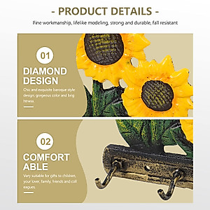 YARNOW Metal Key Holder Hooks Sunflower Wall Hanger Decorations Multi- for Door Kitchen Corridor Foyer Bedroom University Dormitory, 3 Hook Racks
