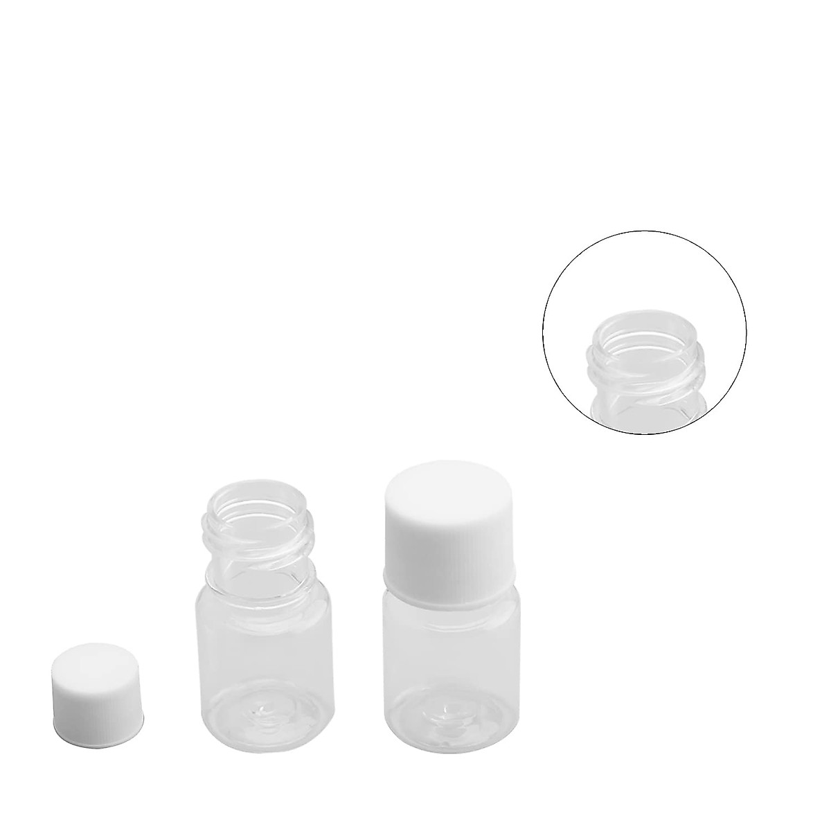 Bettomshin 20Pcs 5ml PE Plastic(Food Grade) Bottles, Sample Bottle Wide Mouth Sealing Storage Lab Container White for Sample Storage Transparent