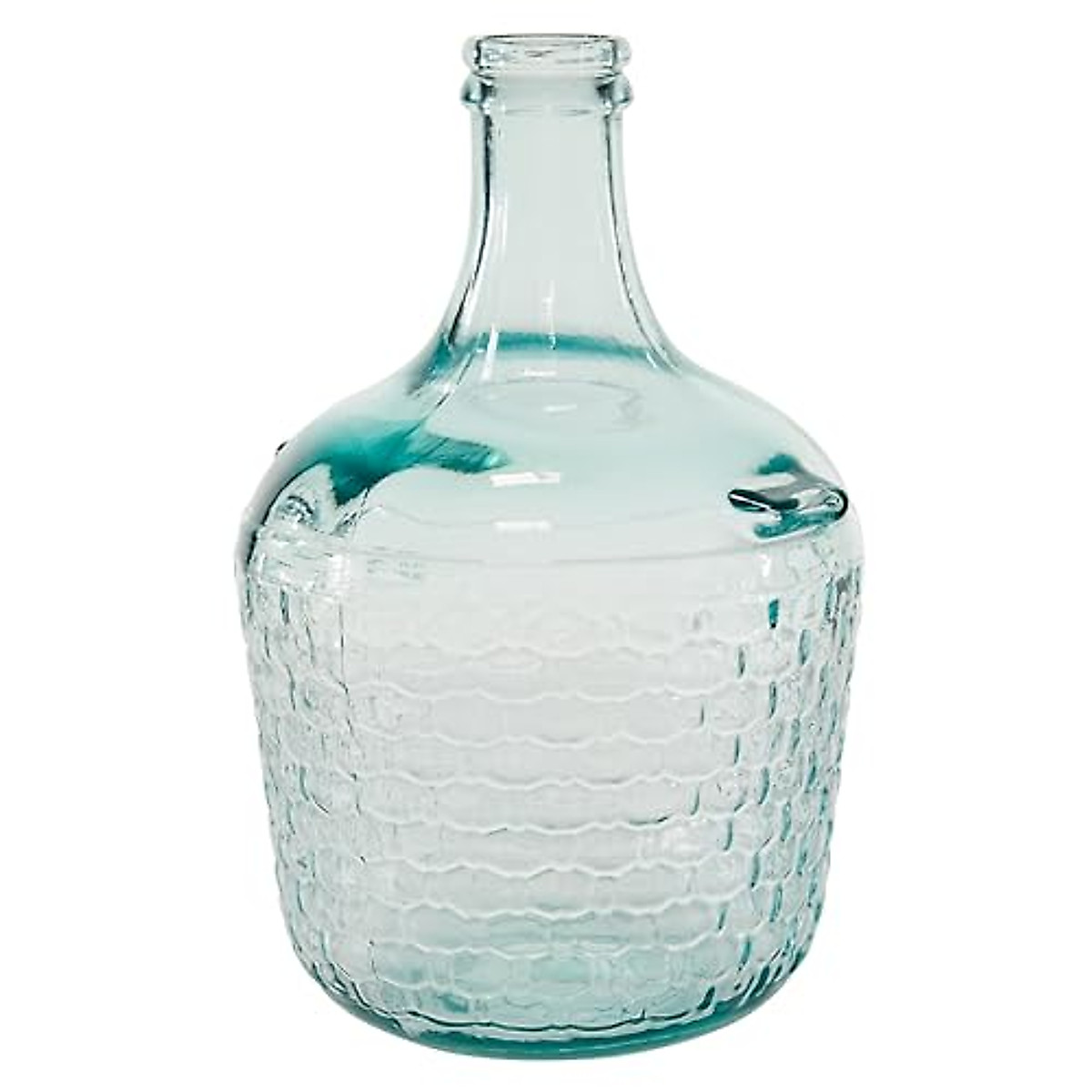 Deco 79 Recycled Glass Handmade Spanish Vase with Bubble Texture, 8" x 8" x 12", Clear