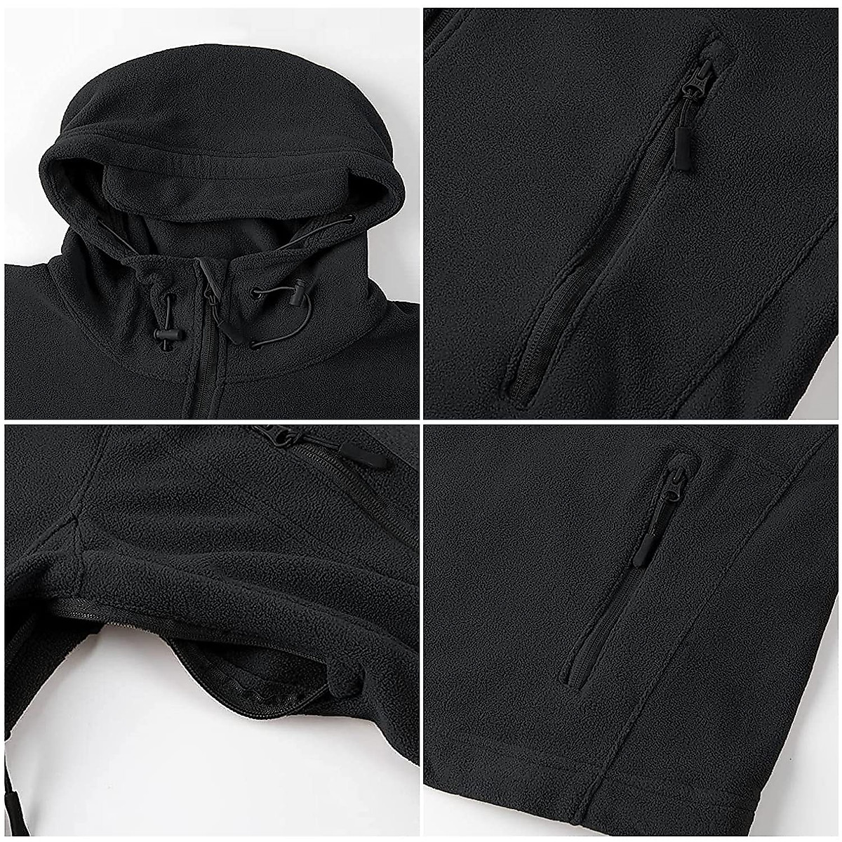 sandbank Men's Tactical Fleece Jacket Warm Winter Sport Outdoor Hooded Combat Military Jacket Coat(US M,Black)