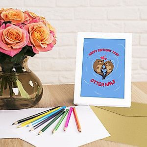 OfficeKolor Birthday Card for Husband Fiance, Romantic Birthday Card for Wife Boyfriend Girlfriend, Happy Birthday To My Otter Half, Birthday Gift Cards for Him Her 8/ x 5.3/ OFF-LoveBR-OtterHalf