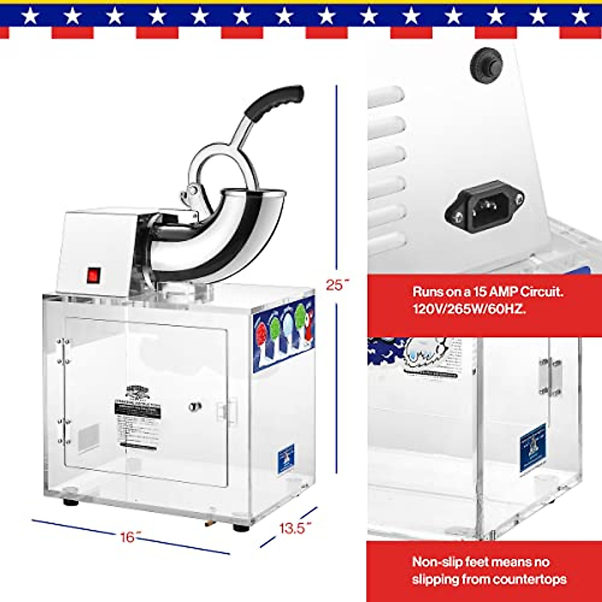 6058 Great Northern Polar Blast Acrylic Snow Cone Machine Snowcone Slush Maker