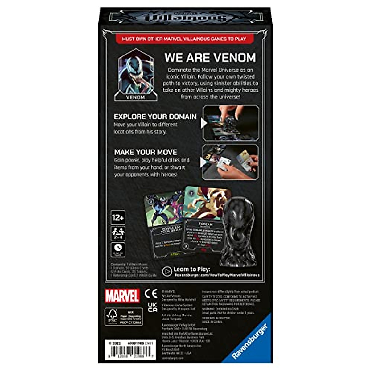 Ravensburger Marvel Villainous Venom Expansion - Strategy Family Board Games for Adults and Kids, 2 to 3 Players, Age 10 Years Up - Requires Base Game
