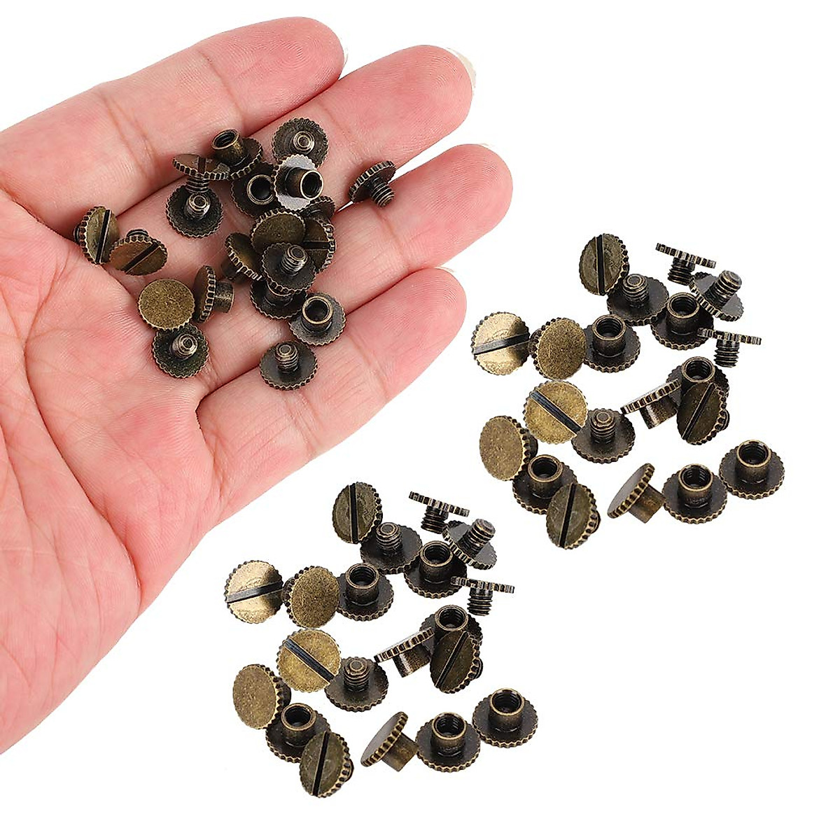 Brass Leathercraft Rivets, 30 Set Screw Post Metal Chicago Screws Binding Screw Leather Screw Nail Rivet Button Solid Belt Tack Screw Book Rivets(Bronze)