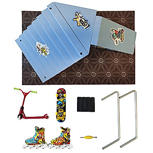 Fingerboard Ramps, Ramp Skate Park Kit, Bigger Finger Skateboard Ramps Contain Skateboards, Ramps, Scooters, Skates, Teen Girl Gifts Boys