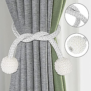 8 Pack Magnetic Curtain Tie Backs with Pearls,Modern Curtain Holdbacks Strap,Decoration for Kindergarten,Outside and Inside Drapes