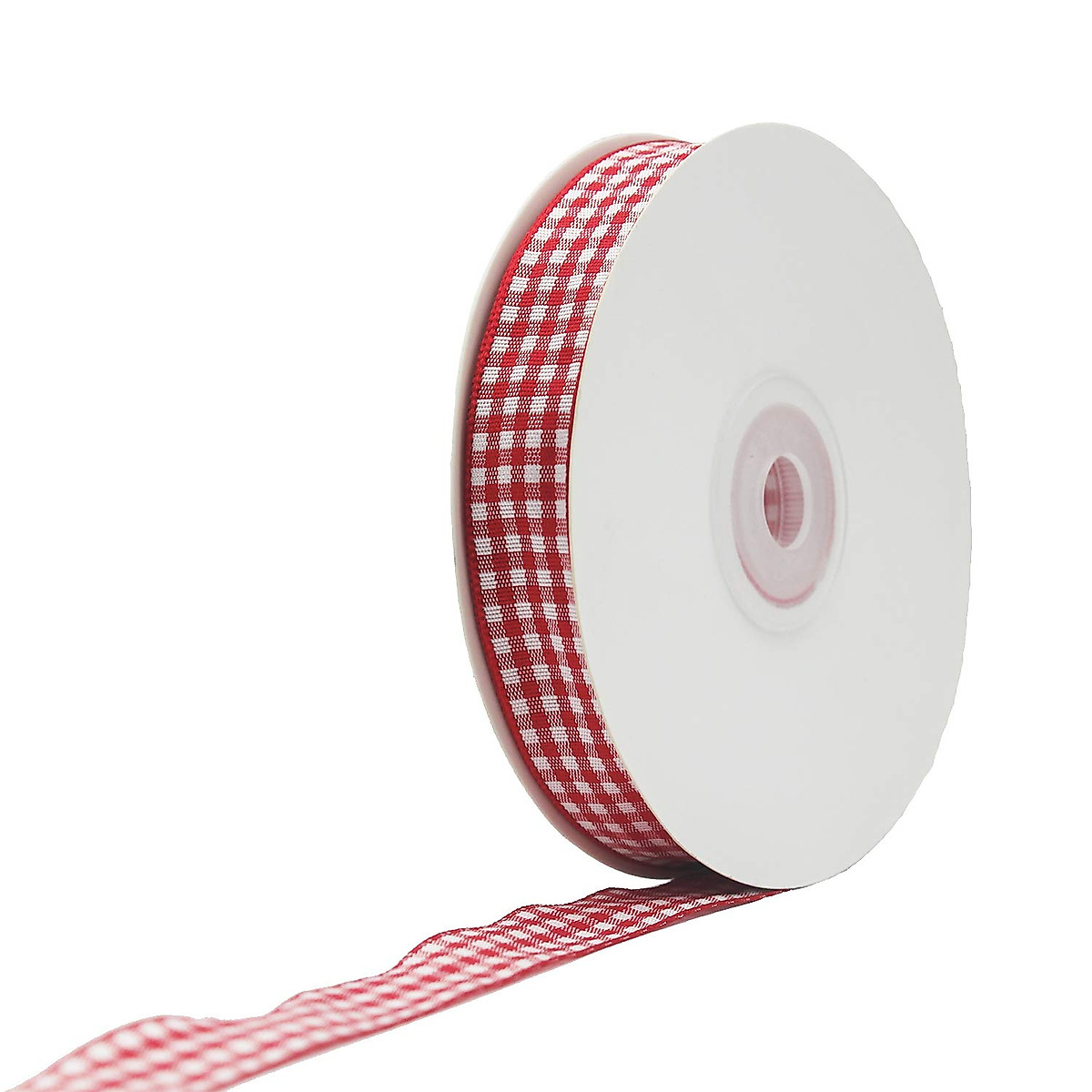 Red and White Gingham Ribbon, 5/8" x 25Yd Roll Picnic Craft Ribbon Red Buffalo Ribbon for Crafts Hair Accessories Craft and Christmas Gift Wrapping,5/8 Inch Polyester Woven Edge +60" Tape Measurement