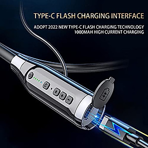 HURKEYE Bluetooth Headphones Neckband 100 Hours Extra Long Playback with Microphone Headset, 4 Speakers Heavy Bass Noise Reduction in Ear Wireless Earbuds Waterproof Running Workout (Black)